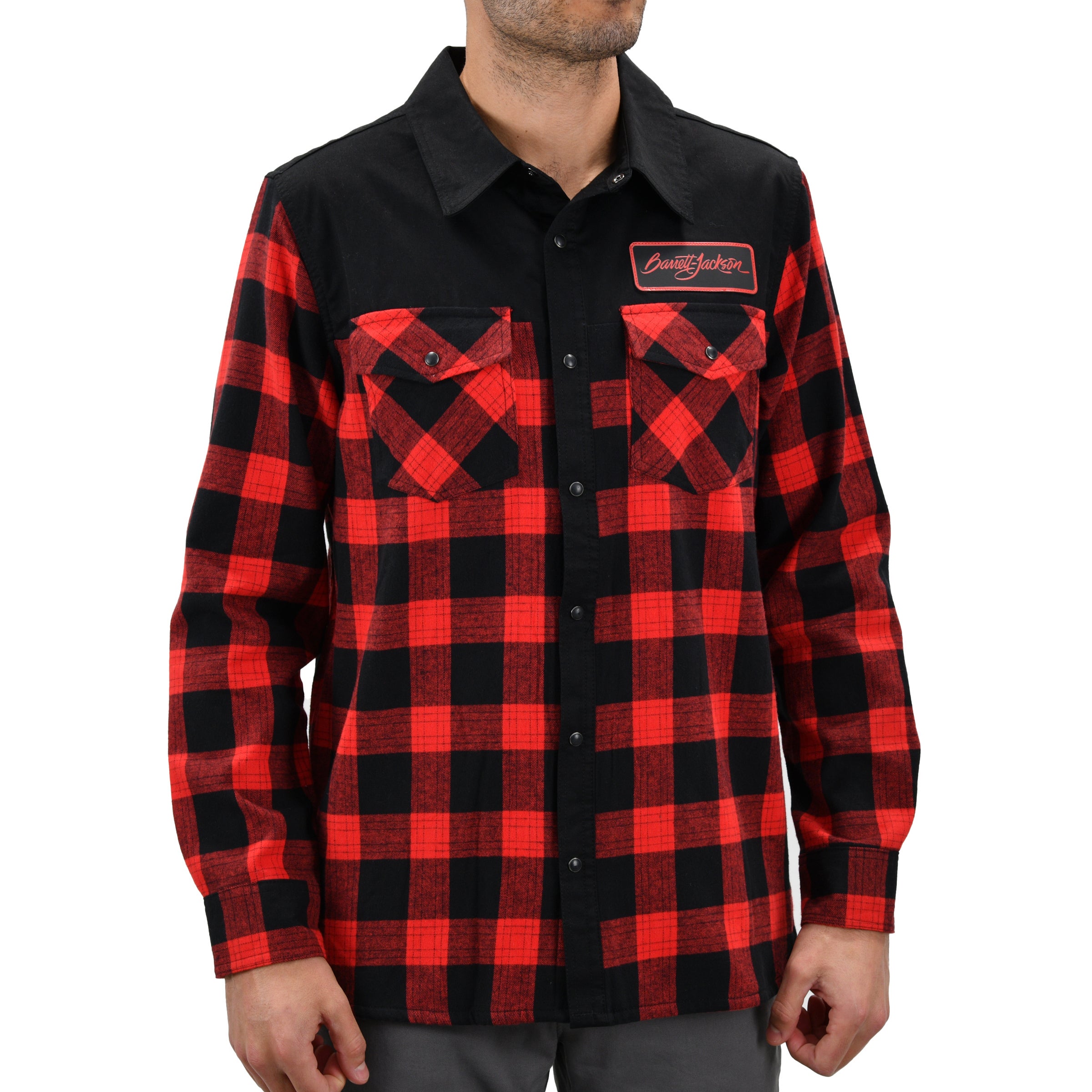 Men's Red Fleece Button Down | Barrett-Jackson